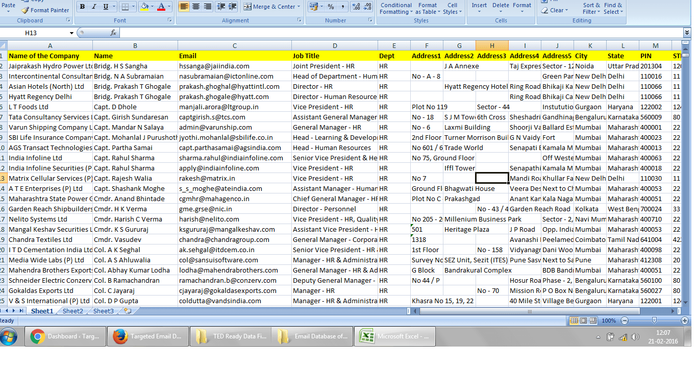 Hr email id database - Targeted Email Database