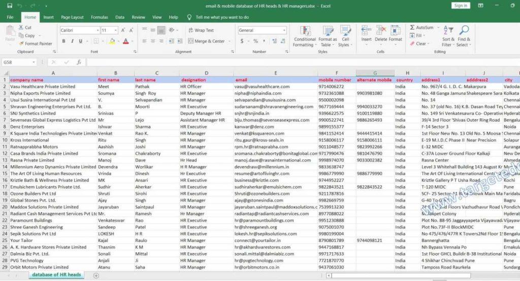 Email Database Of HR Heads HR Managers Targeted Email Database