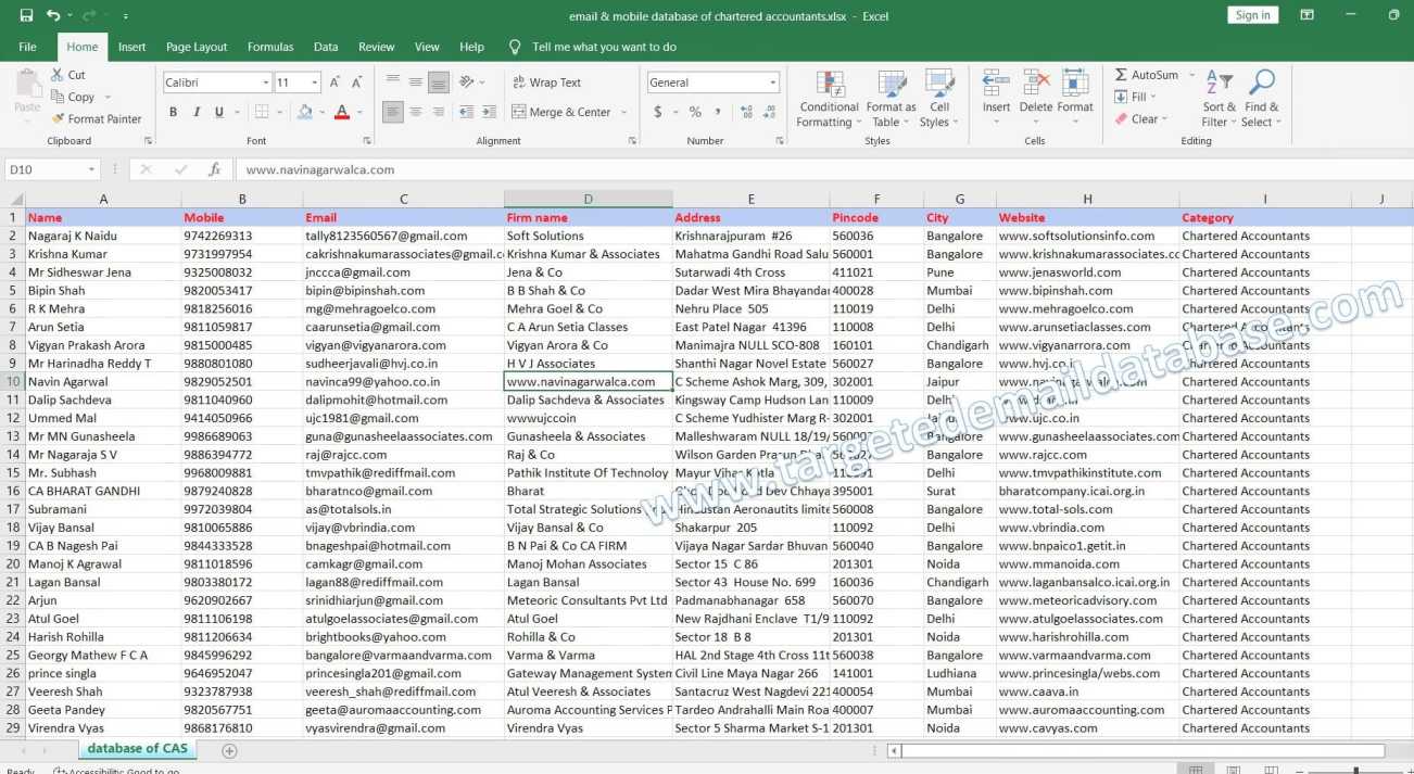 Email database of chartered accountants - Targeted Email Database